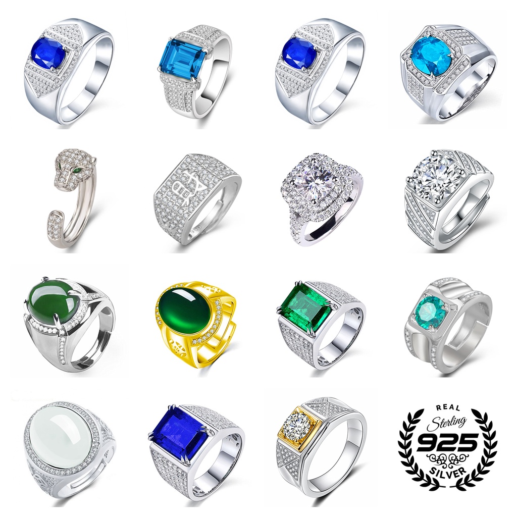 Original Italian 925 silver men's ring / fashion gemstone ring ...