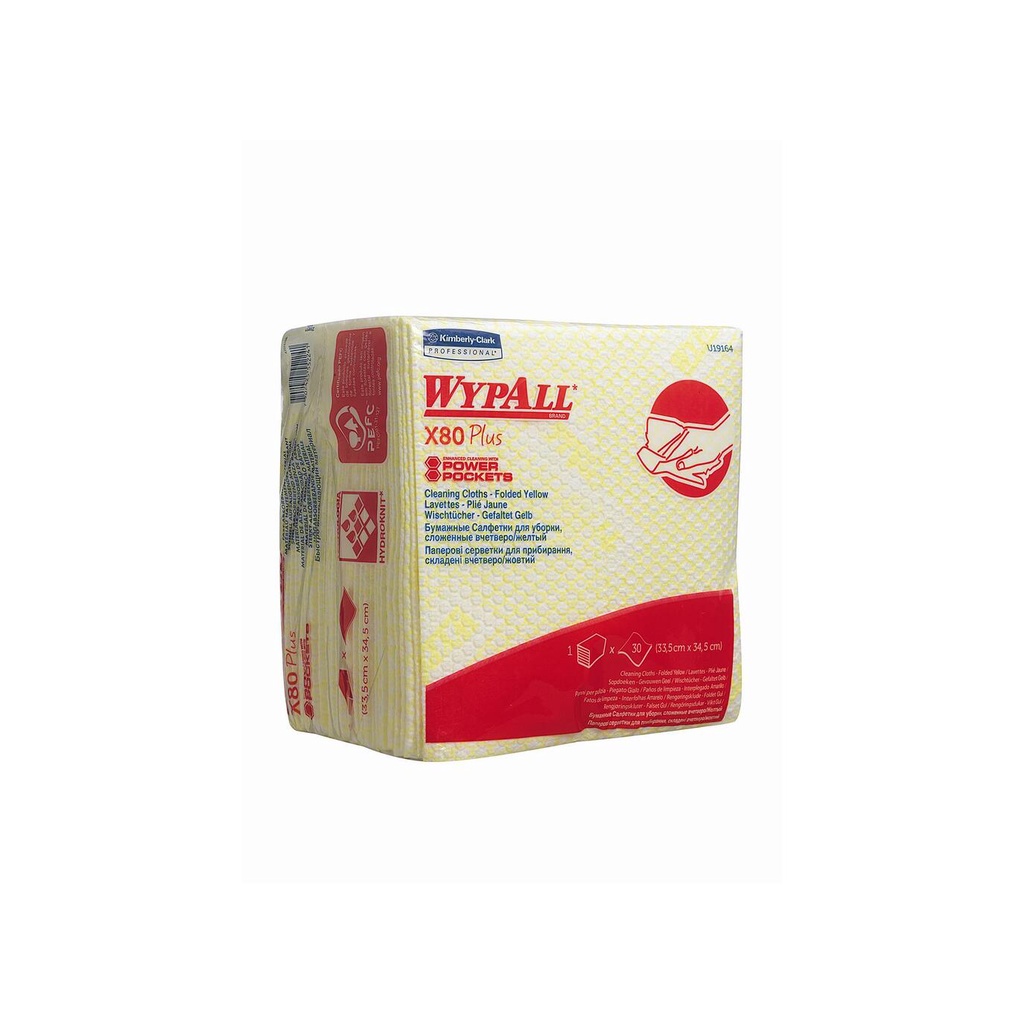 WYPALL X80 POWER POCKET COLOR CODED WIPES 19164 - YELLOW ( 30 PIECES ...
