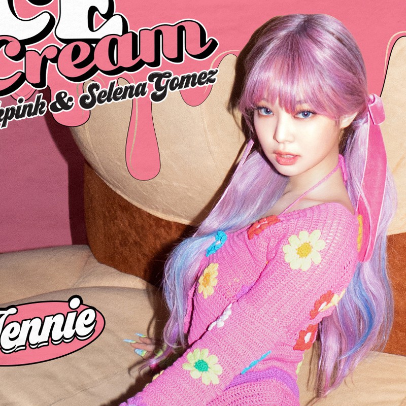 Blackpink ice cream Kim Gini Jennie with a new style of hair style with ...