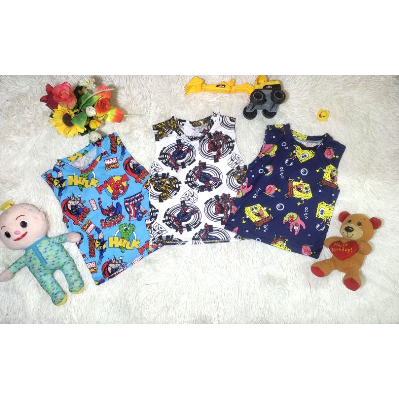 Cartoon Sando Muscle Tees Pambahay Boys Cartoon Print Muscle Tees Sando ...