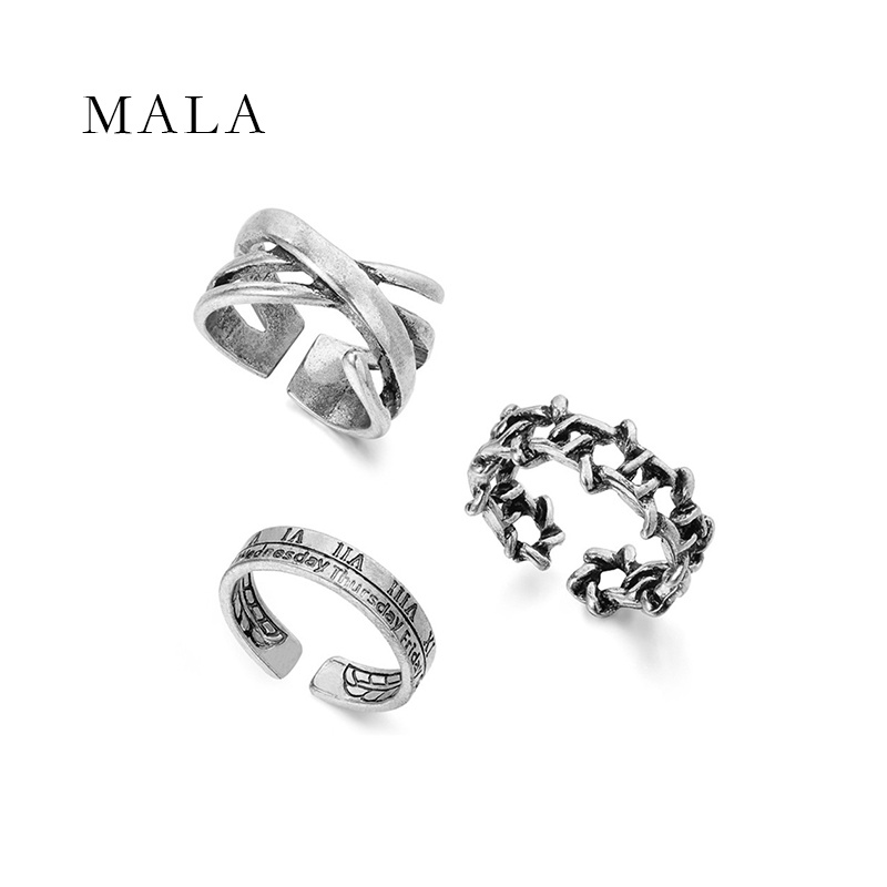 Hip Hop Rings Set Personality Opening Retro Ring Unisex | Shopee ...