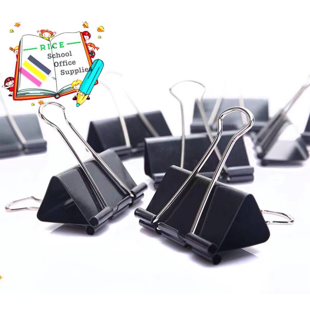 Rice 5pcs Metal Black Binder Clip Paper Binder Clips Paper Organizer ...