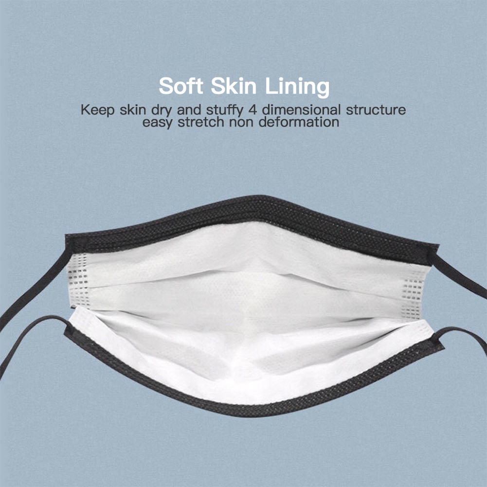 50pcs[Outside Black Inside White] Adult Disposable FaceMask 3ply Face ...
