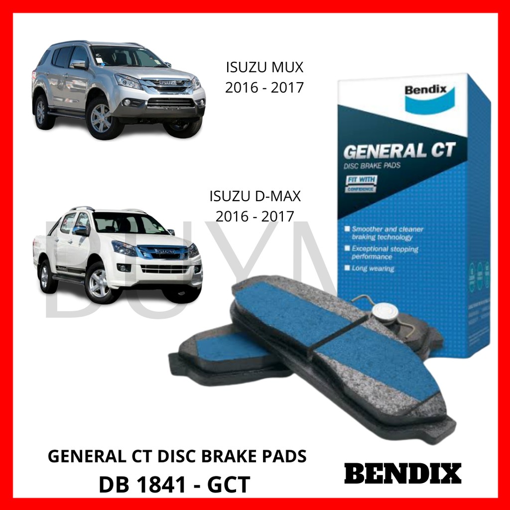 Bendix Brake Pad Front for Isuzu MUX & Isuzu D-MAX 2016-2017 (DB-1841 GCT) | Shopee Philippines