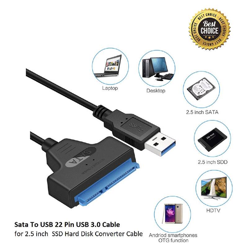SATA TO USB CABLE ADAPTER HARDDISK SSD HDD 22 PIN USB 3.0 SATA 3 CABLE ...