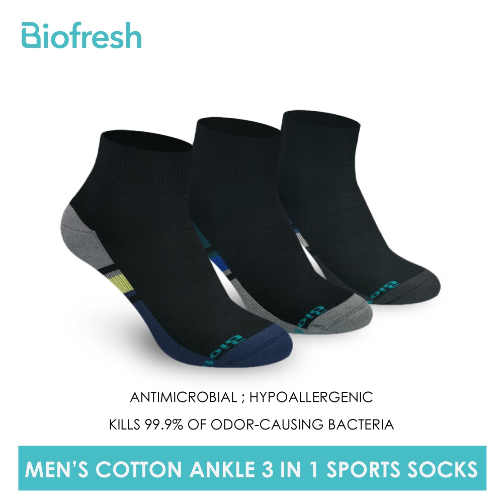 Biofresh Men's Cotton Ankle Thick Sports Socks 3 pairs in a pack ...