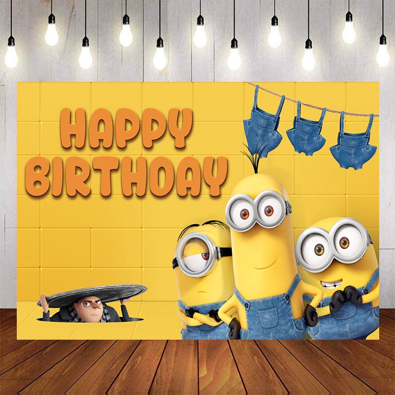 Minions Backdrops Cartoon For Children Birthday Party Photography ...