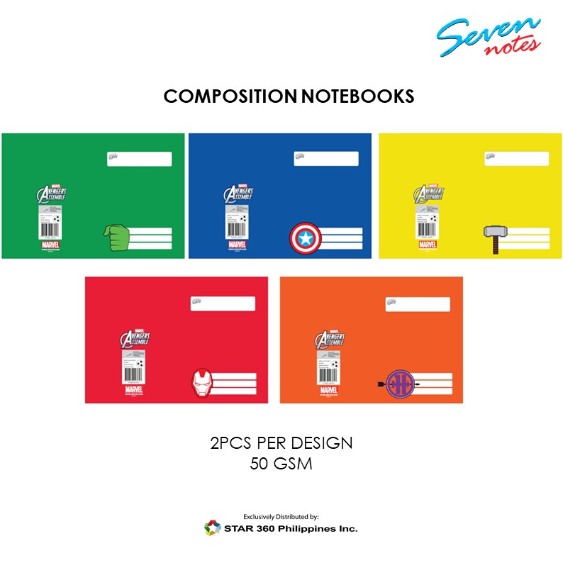 Seven Notes Composition Notebooks Color Coded Character (10pcs ...