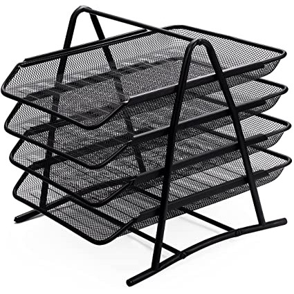 High Quality 4Tier Stackable Metal Mesh File Home Magazine Tray ...