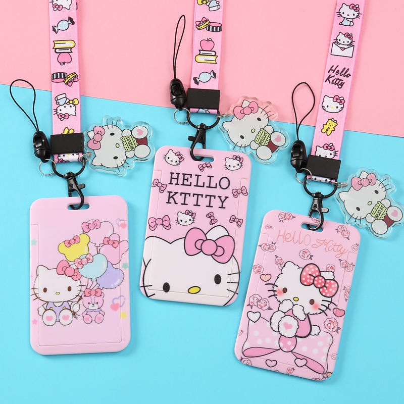 Cartoon ID Badge Vertical Card Holder Neck Lanyard with Pendant hello ...