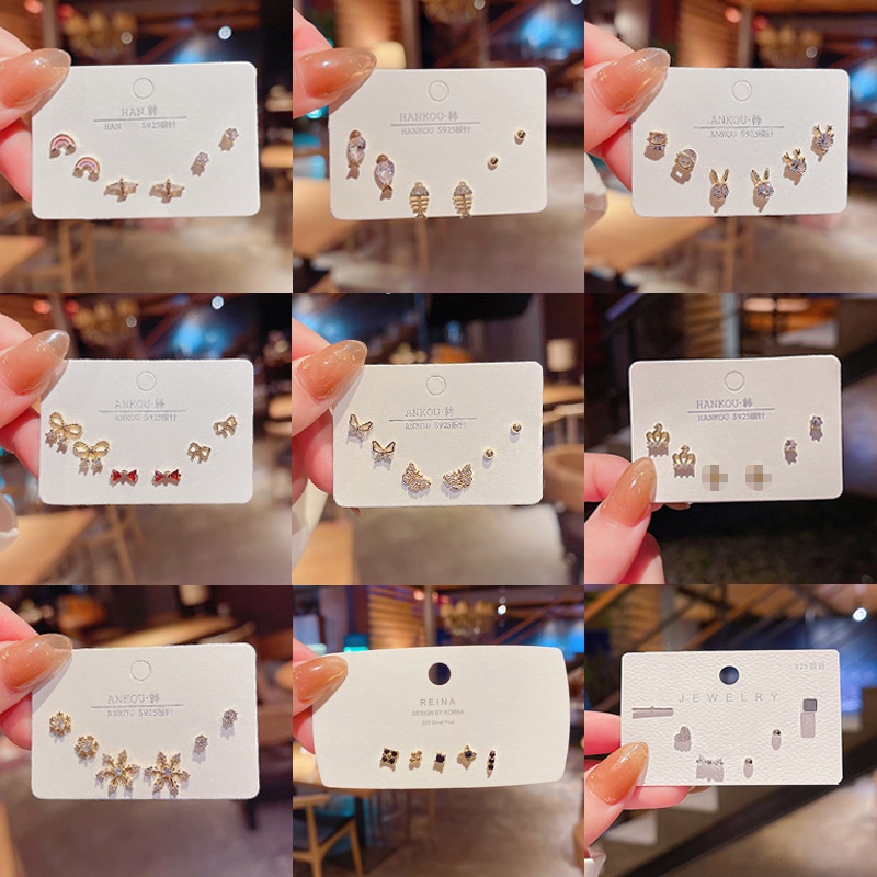 S925 Silver Needle Super Flash Zircon Small Stud Earrings Ins Trendy ...