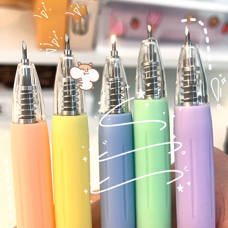Morandi Color Retractable Carving Pen Knife Creative Sticker DIY ...
