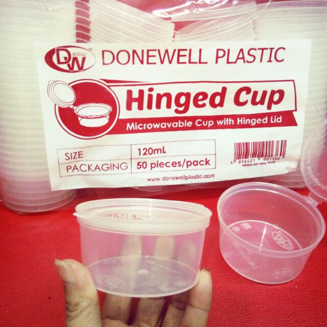 50pcs 120ml DONEWELL PLASTIC HINGED CUP 120ml _4oz. | Shopee Philippines