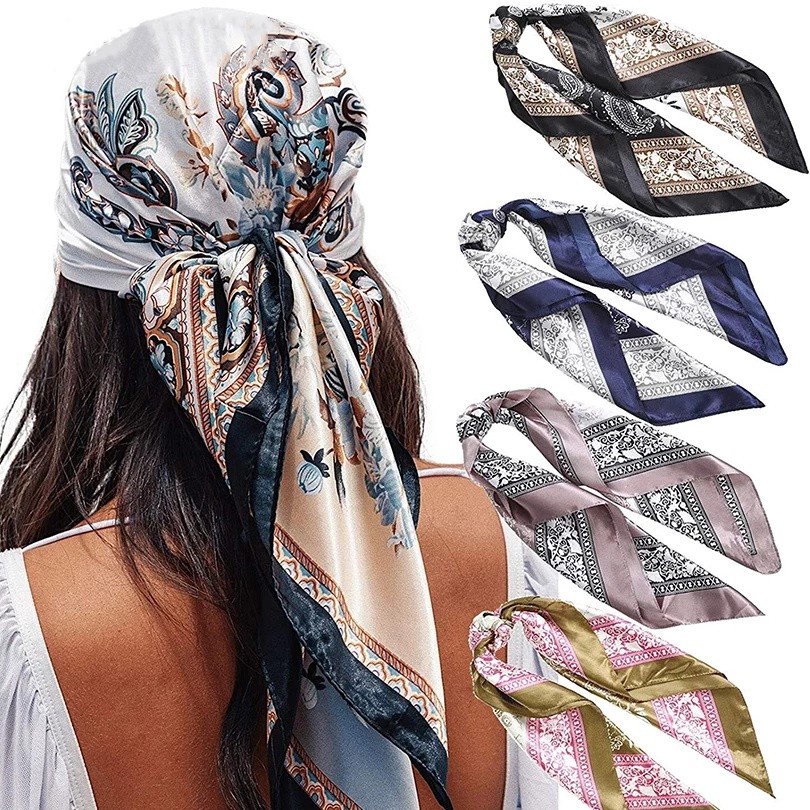 Print Satin Head Scarf/Hair Bands for Girls/Body Glitter Turban ...