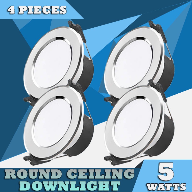 4 Pieces of 5w White Silver LED Downlight Ceiling Light Tri color ...