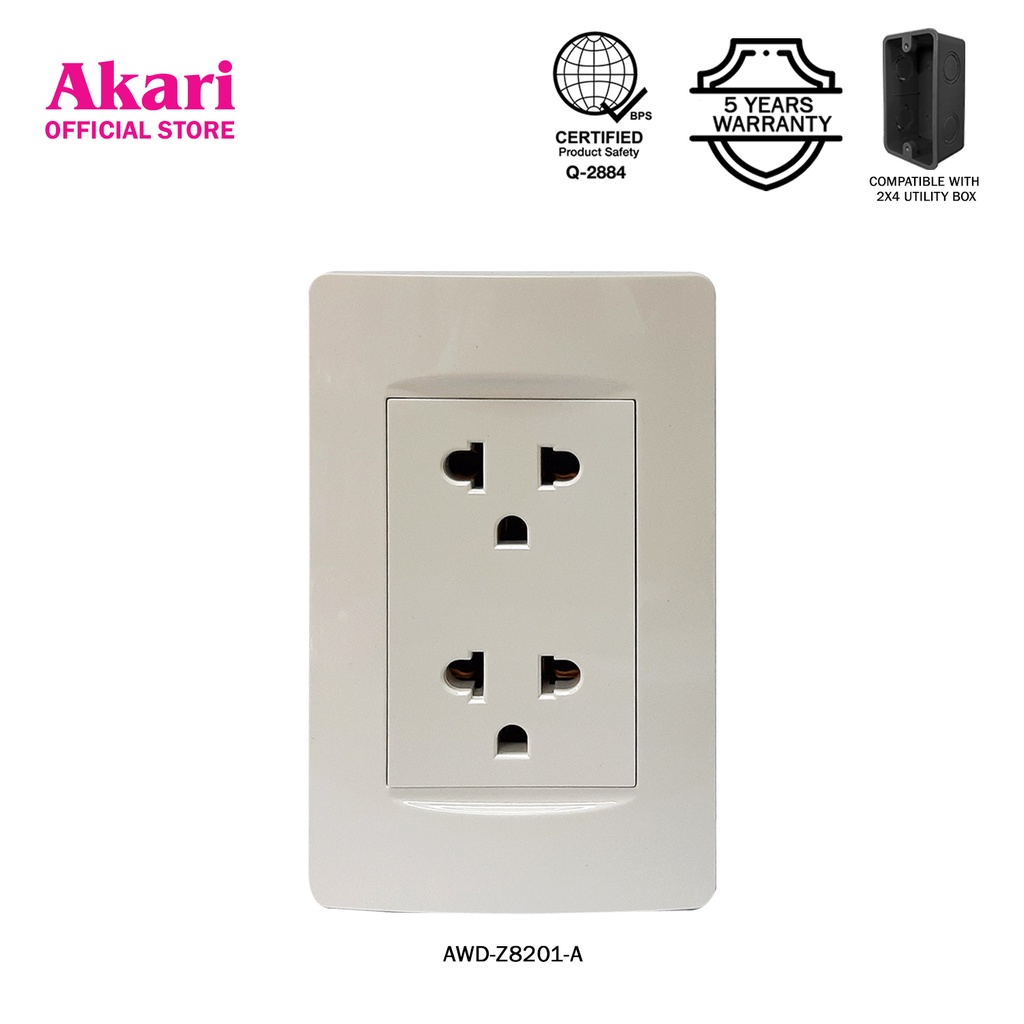 Akari Universal Duplex Grounding Outlet, Large, 250V, 10A | Shopee ...