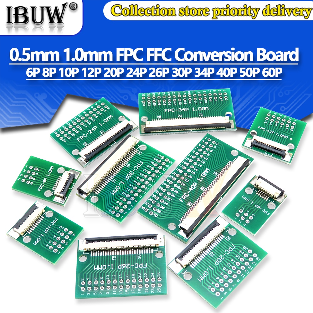 1pcs FPC FFC 0.5MM 1.0MM Pitch Conversion board DIY PCB board 6P~60P ...