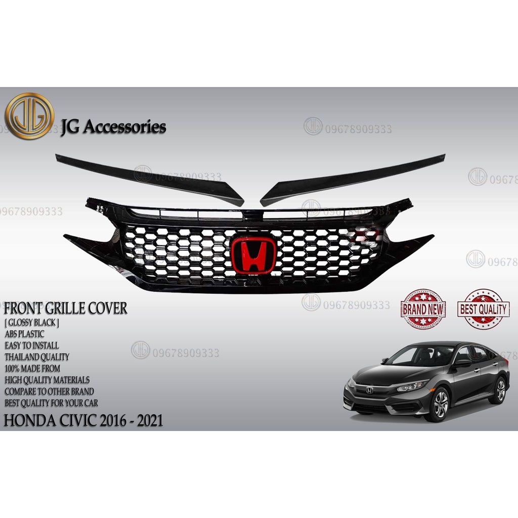 HONDA CIVIC 2016 2017 2018 2019 2020 2021 FRONT GRILLE COVER / FRONT ...