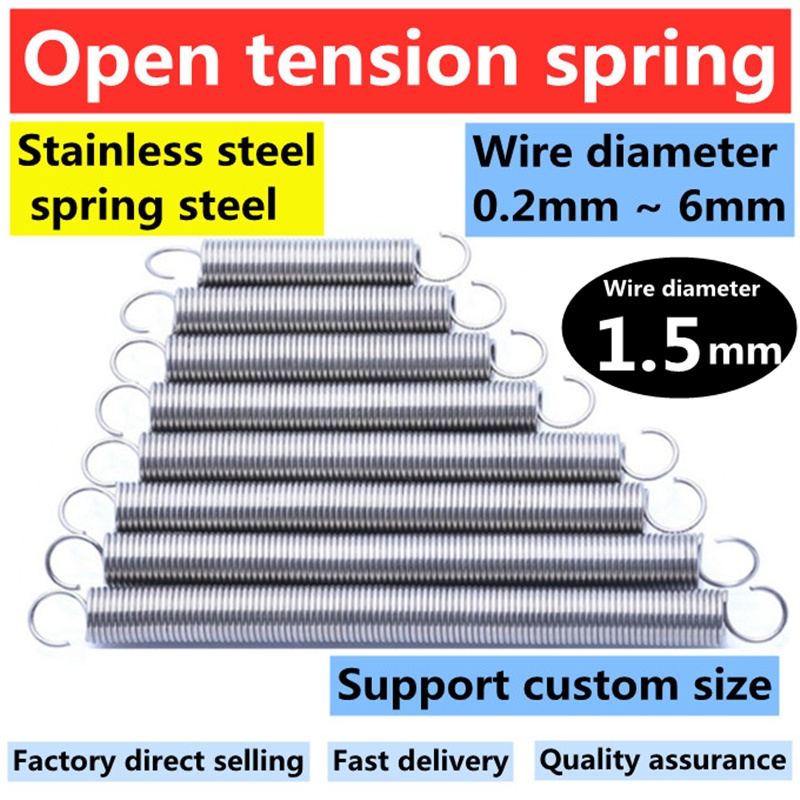 【YMH】d1.5mm tension spring OD10/12/15mm length 30-120mm open/closed ...