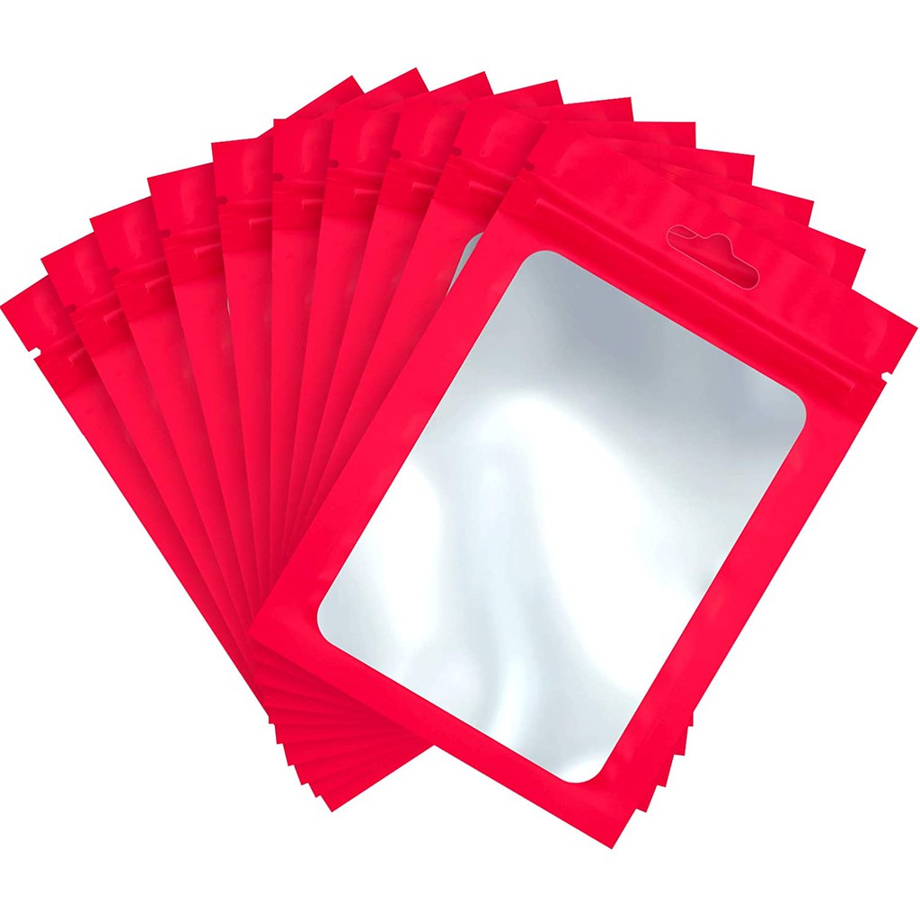 100pcs Red ziplock pouch Gift Packaging Bag Matte Hologram pouches ...