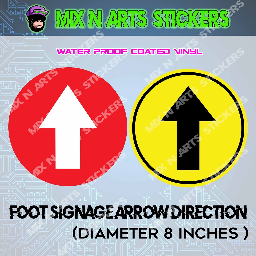 BIG 8 Inches Social Distancing Arrow Foot Signage Laminated Vynil ...