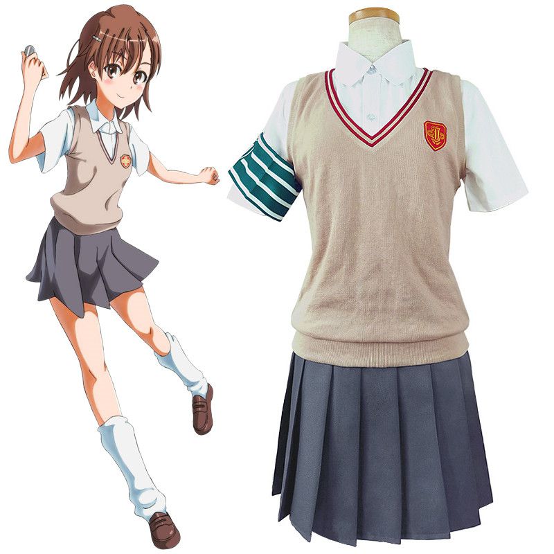 Anime Toaru Kagaku no Railgun Misaka Mikoto Cosplay Costume School ...