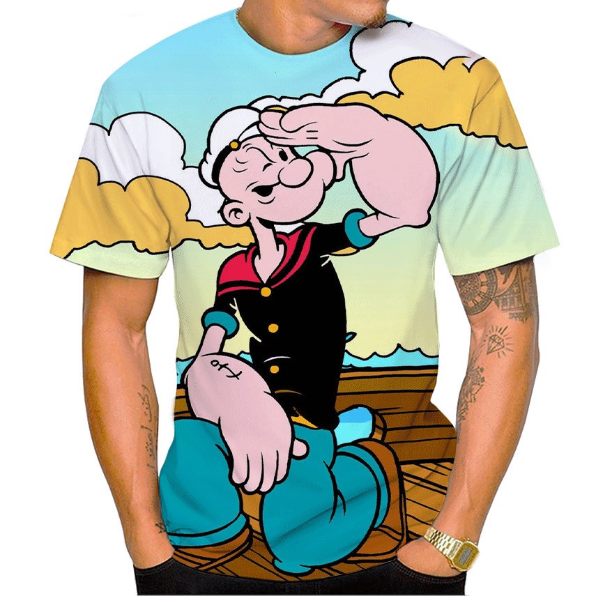 Popeye the Sailor 3D T-shirt Fashion Anime Cartoon Printed Streetwear ...