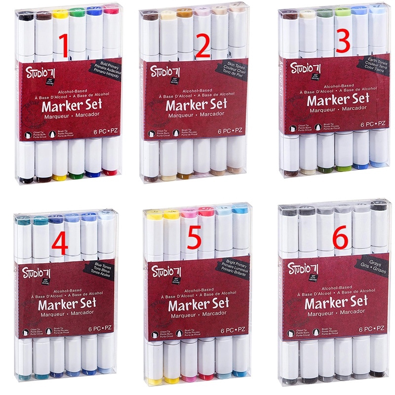 TOUCHTEN 6Pcs Colors Art Markers Set Copic Marker Alcohol Based Sketch ...