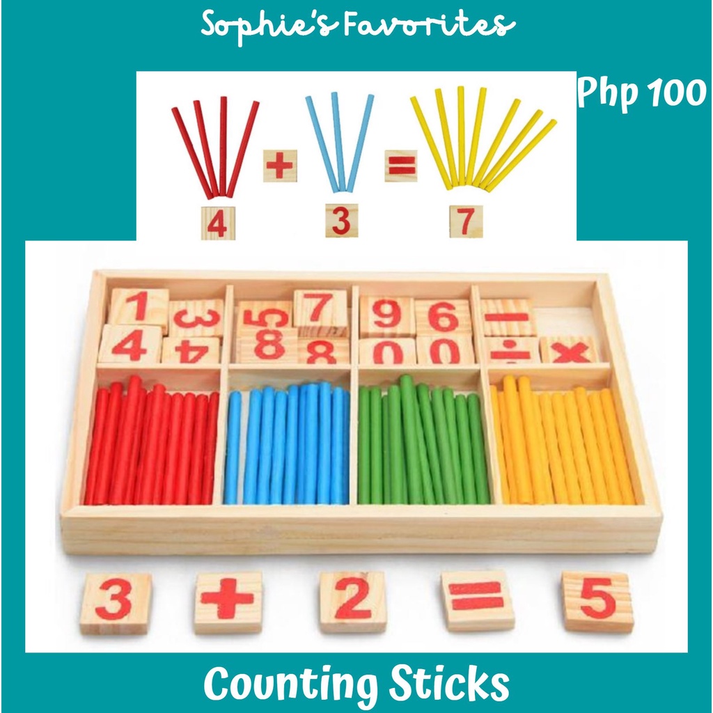 Counting Sticks Montessori Math Sticks, Wooden Colorful Calculation Toy ...