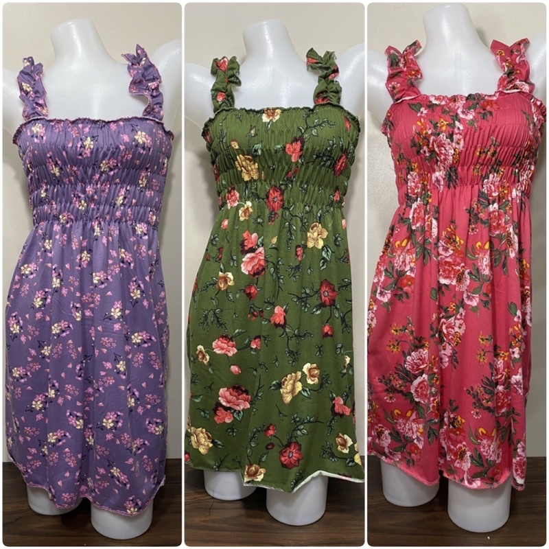 Smocked Sexy Daster Mini Dress Pambahay Daster For Women (Fits from ...