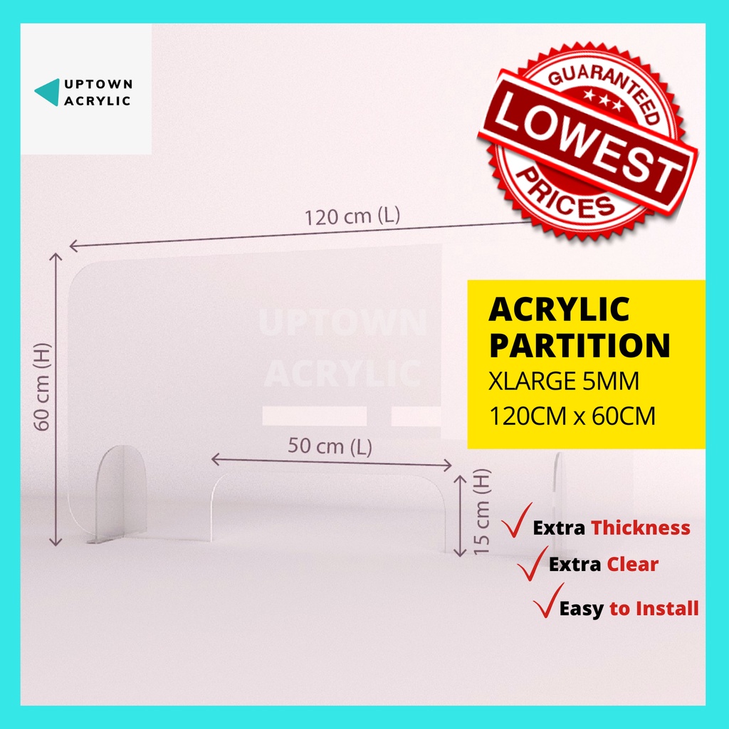 xLARGE 60CMx120CM 5MM Acrylic Sneeze Guard / Partition / Divider for ...