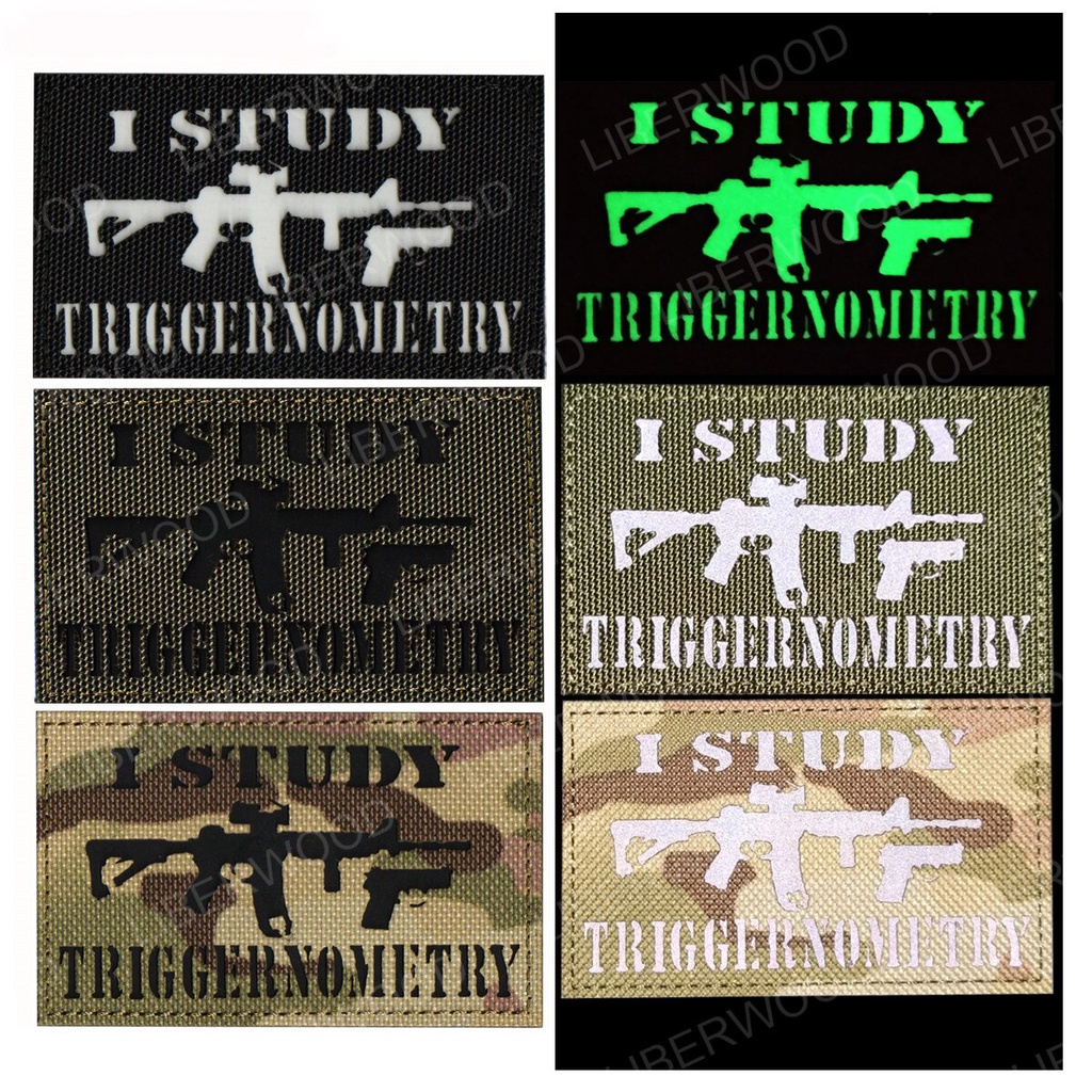 I Study Triggernometry Funny AK47 Gun Patches Reflective IR Patch BADGE Tactical Appliques for ...