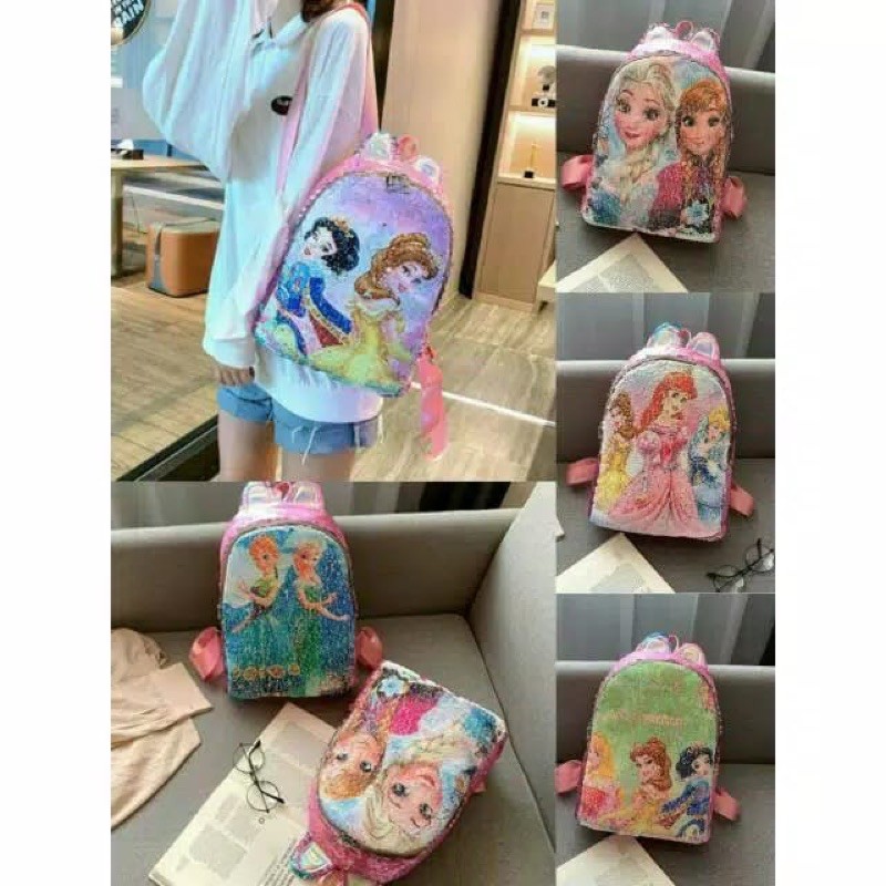 Princess/frozen wipe sequin backpack (change image) | Shopee Philippines