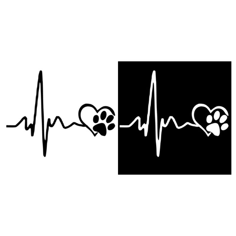 mm Heartbeat Love Dog Footprints Creative Vinyl Car Sticker Decals ...
