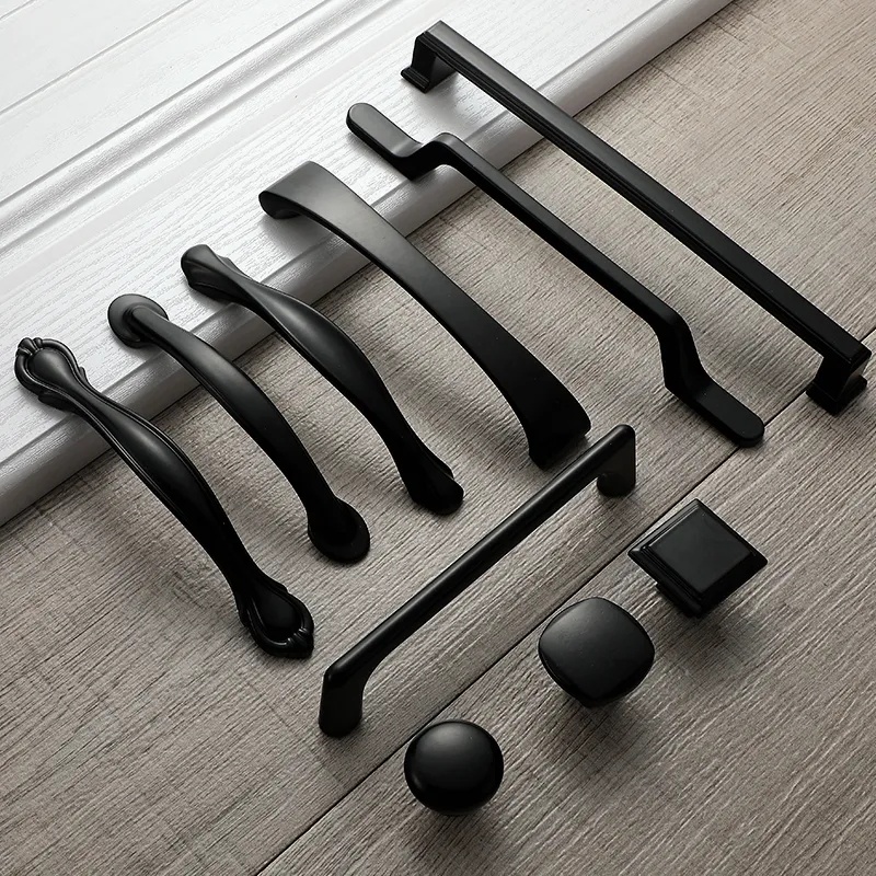 (COD) Black Handles American Style Cabinet Handle Solid Aluminum Alloy ...
