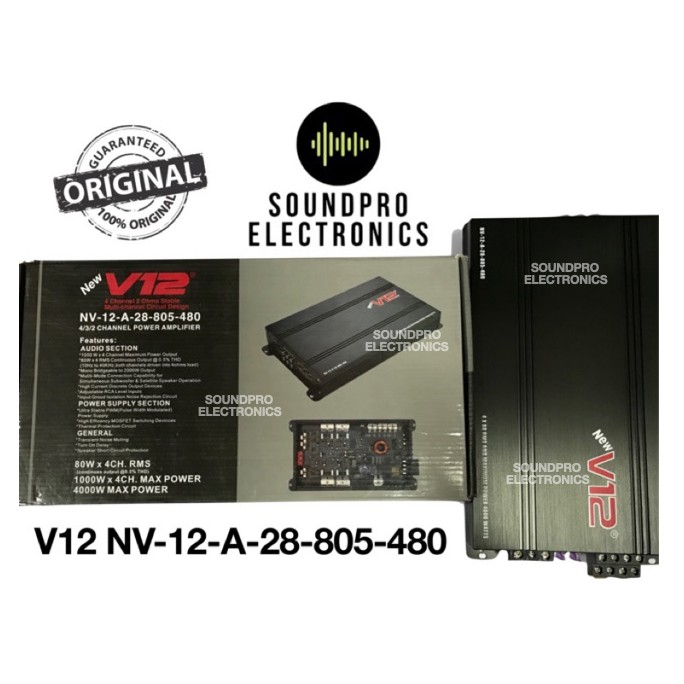 V12 NV-12-A-28-805-480 100% Original 4/3/2 Channel Car Power Amplifier ...