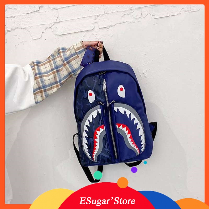 New Bape Shark Student Backpack Men Women Casual Shoulder Bags | Shopee ...