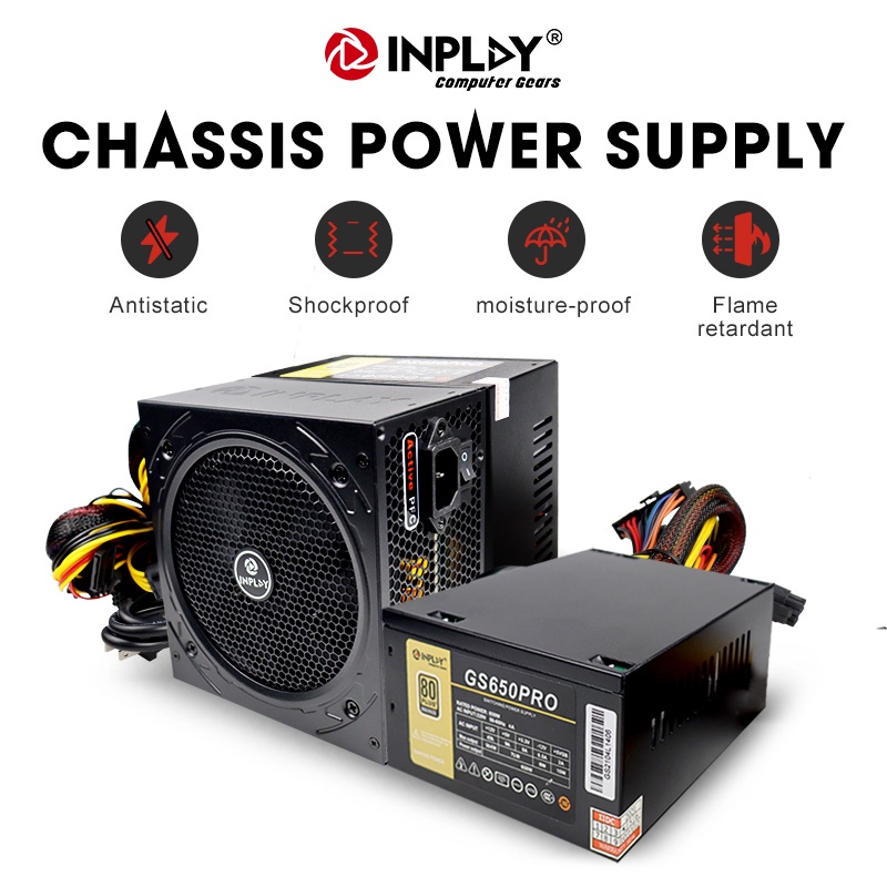 Inplay 450W/550W/650W PC Computer Power Supply Supplies 80 Plus Fully ...