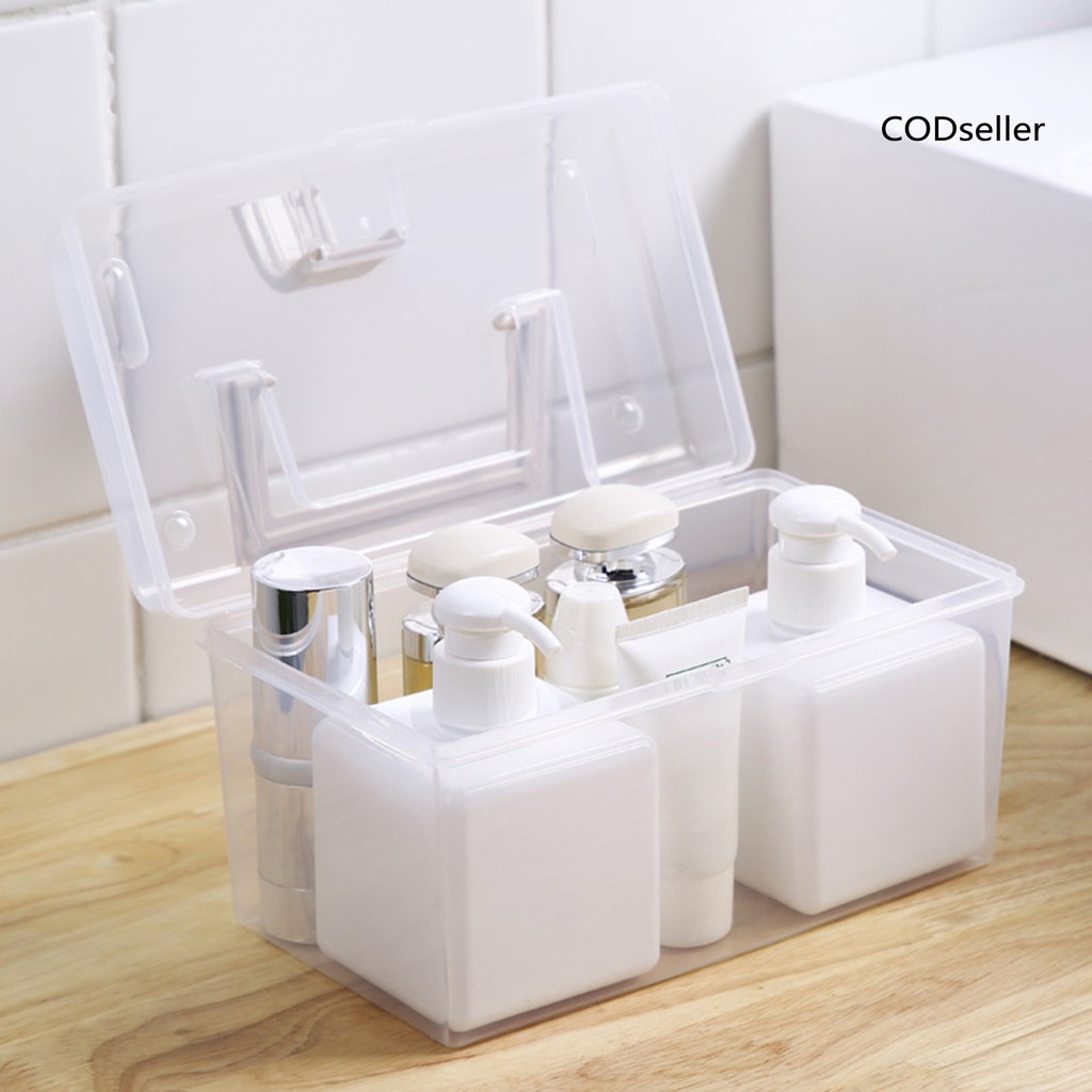 COD_Portable Multi-use Clear Plastic Storage Container Box with Handle ...