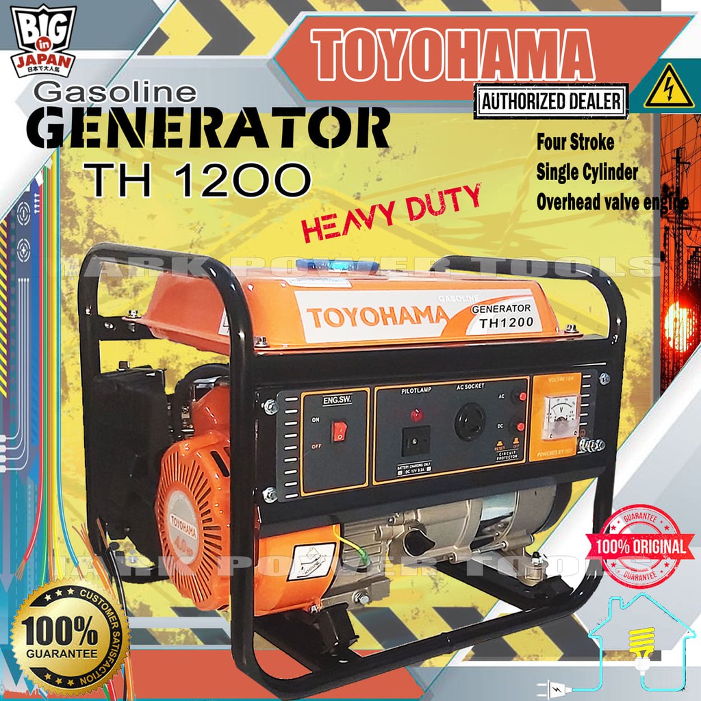 TOYOHAMA Portable Gasoline Generator 4 Stroke TH1200 | Shopee Philippines