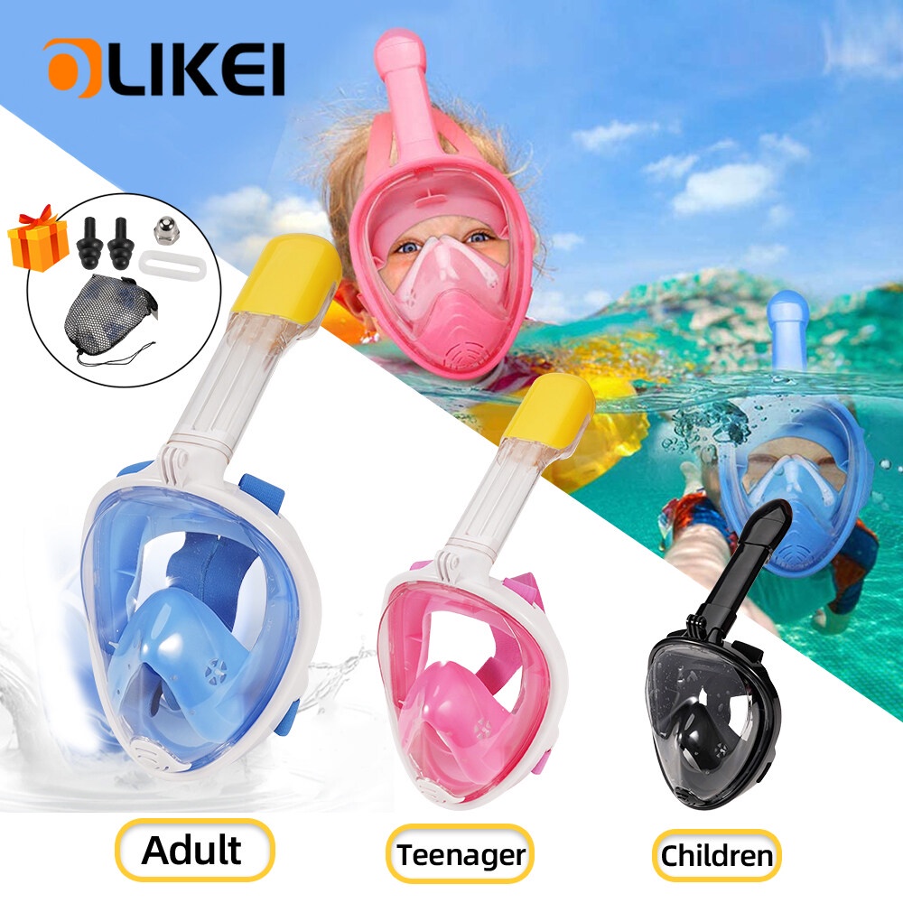 OLIKEI Children Full Face Snorkel Diving Mask Swimming Mask Set Anti ...