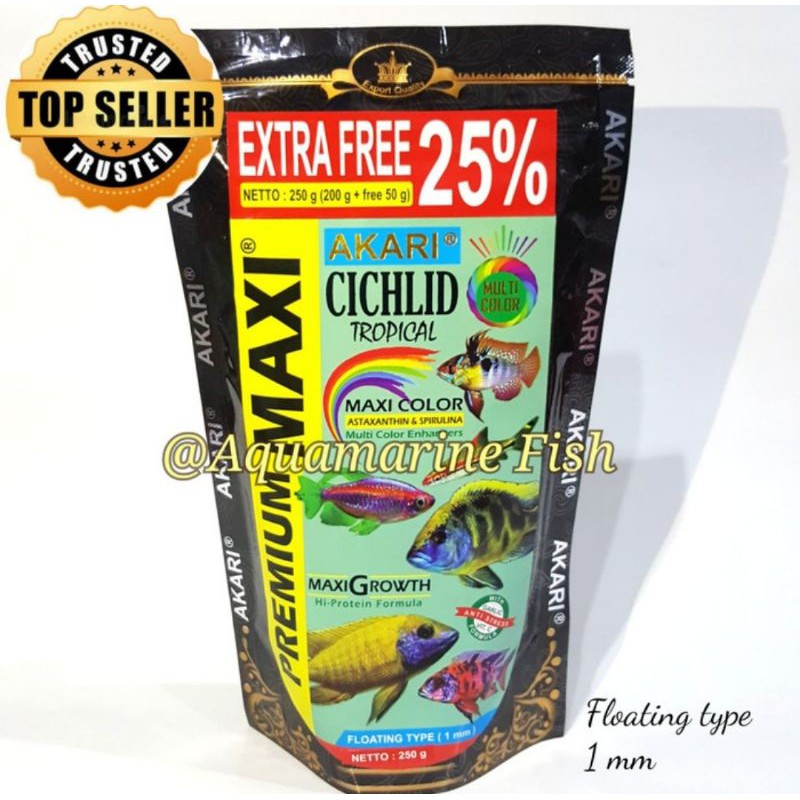 Akari Premium Maxi cichlid Tropical Multi Color 250gr food pellets ...