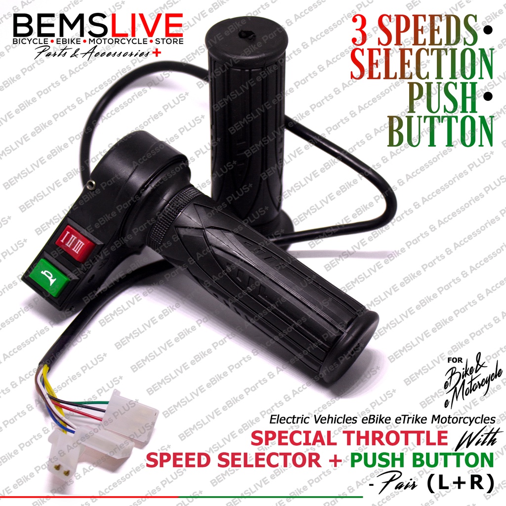 Special Throttle with 3 SPEED Selector + PUSH Button for eBikes ...