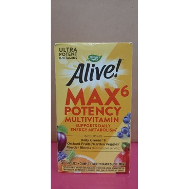 ALIVE! Max6 Potency Multivitamin with Iron 90 capsules EXPIRY: April ...