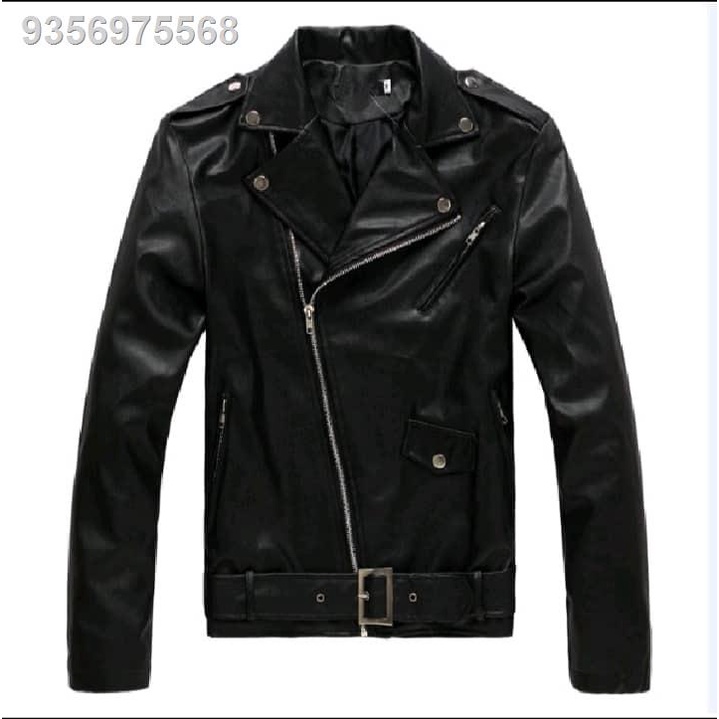 Plain Black Genuine Leather Korean Fashionable Leather Jacket(hodie ...