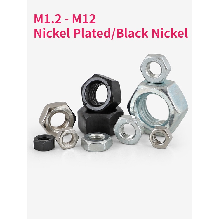 M1.2 M1.4 M1.6 M2 M2.5 M3 M4 M5 M6 M8 M10 M12 Nickel Plated/Black Nickel Hex Hexagon Nut ...
