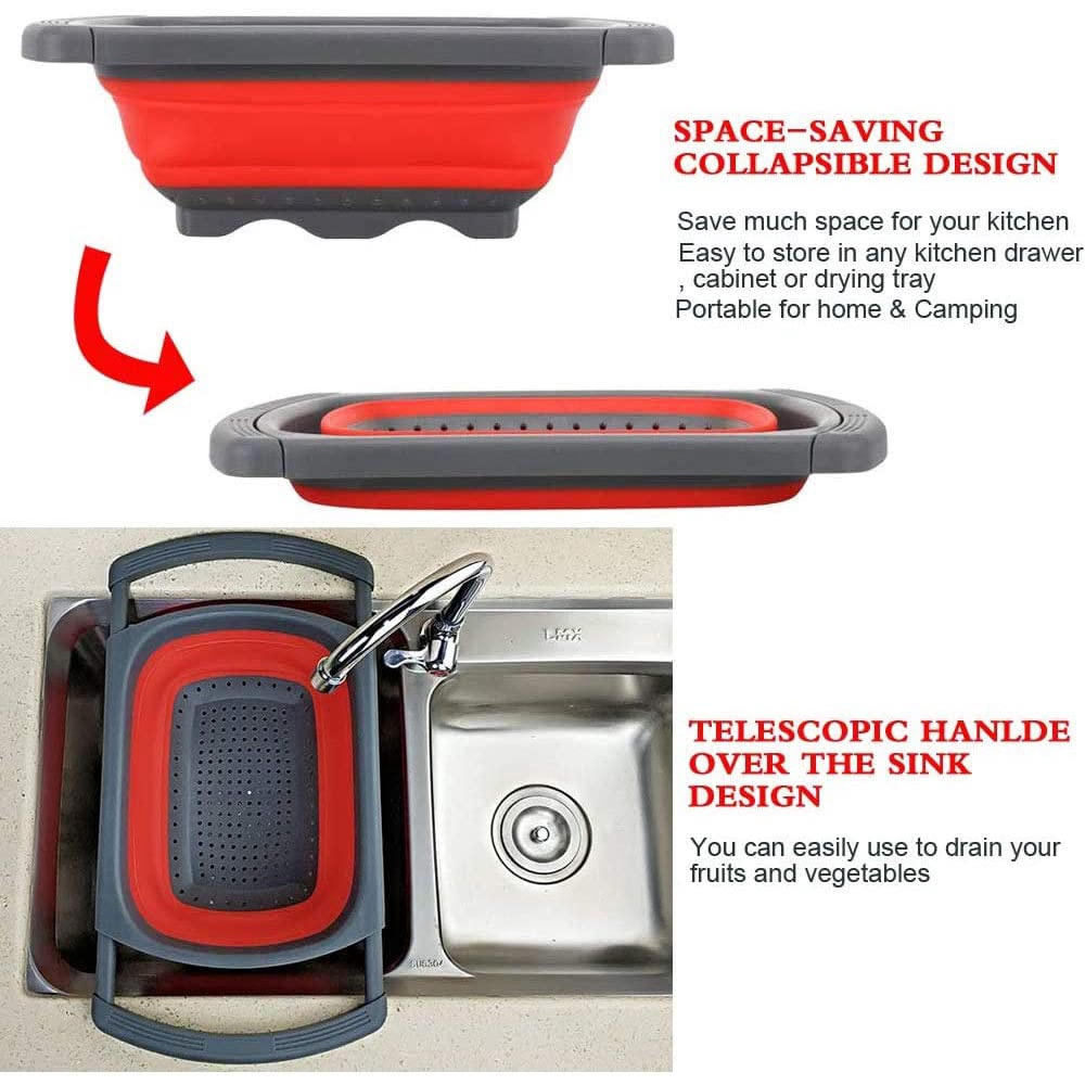 【Fan'】Foldable Silicone Colander Food Strainer Over The Sink Strainer ...