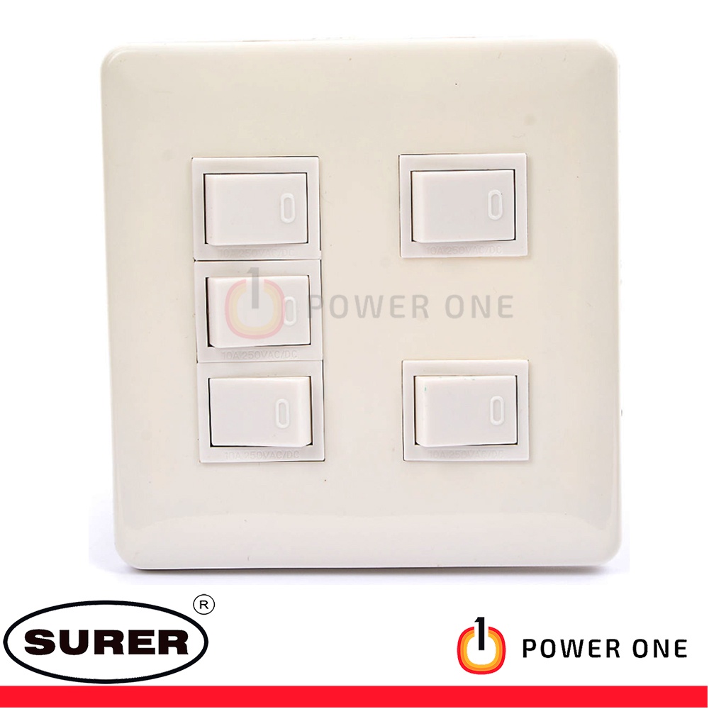 Surer 1364-C 5 Gang Single Pole Switch, Flush Type with FREE Utility ...