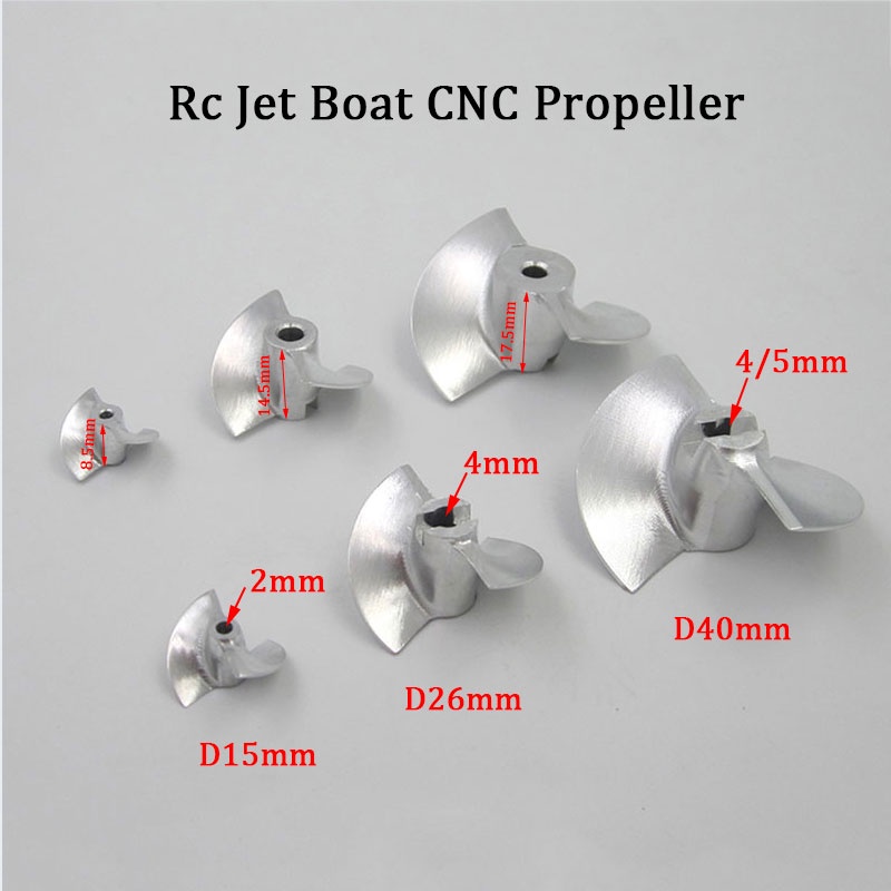 Rc Jet Boat CNC Propeller 15mm / 26mm / 40mm 2 Blades Prop Aluminum ...