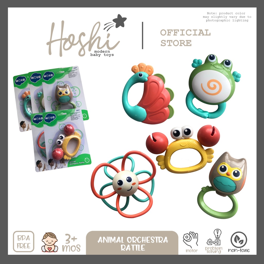 Hoshi Baby x Hola Animal Orchestra Rattle, Rattle for Newborn Infant ...